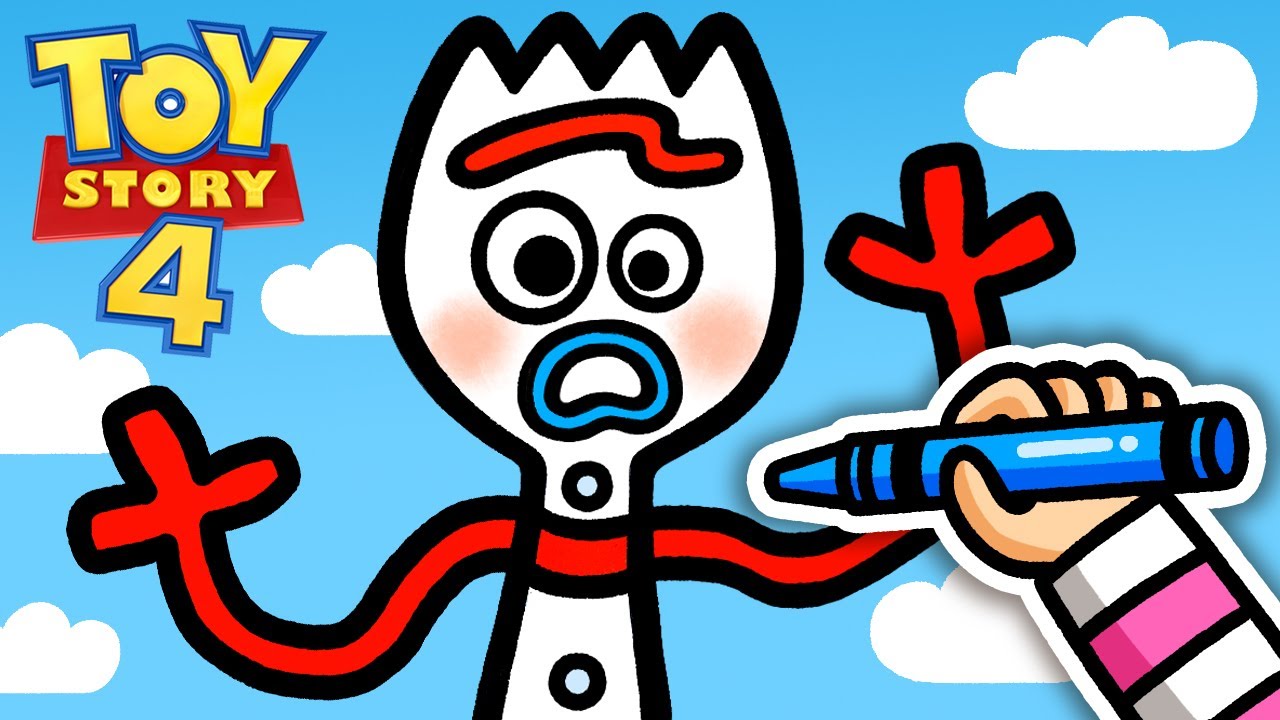 Toy story 4 | Drawing Forky | How to draw Forky with crayons for kids ...