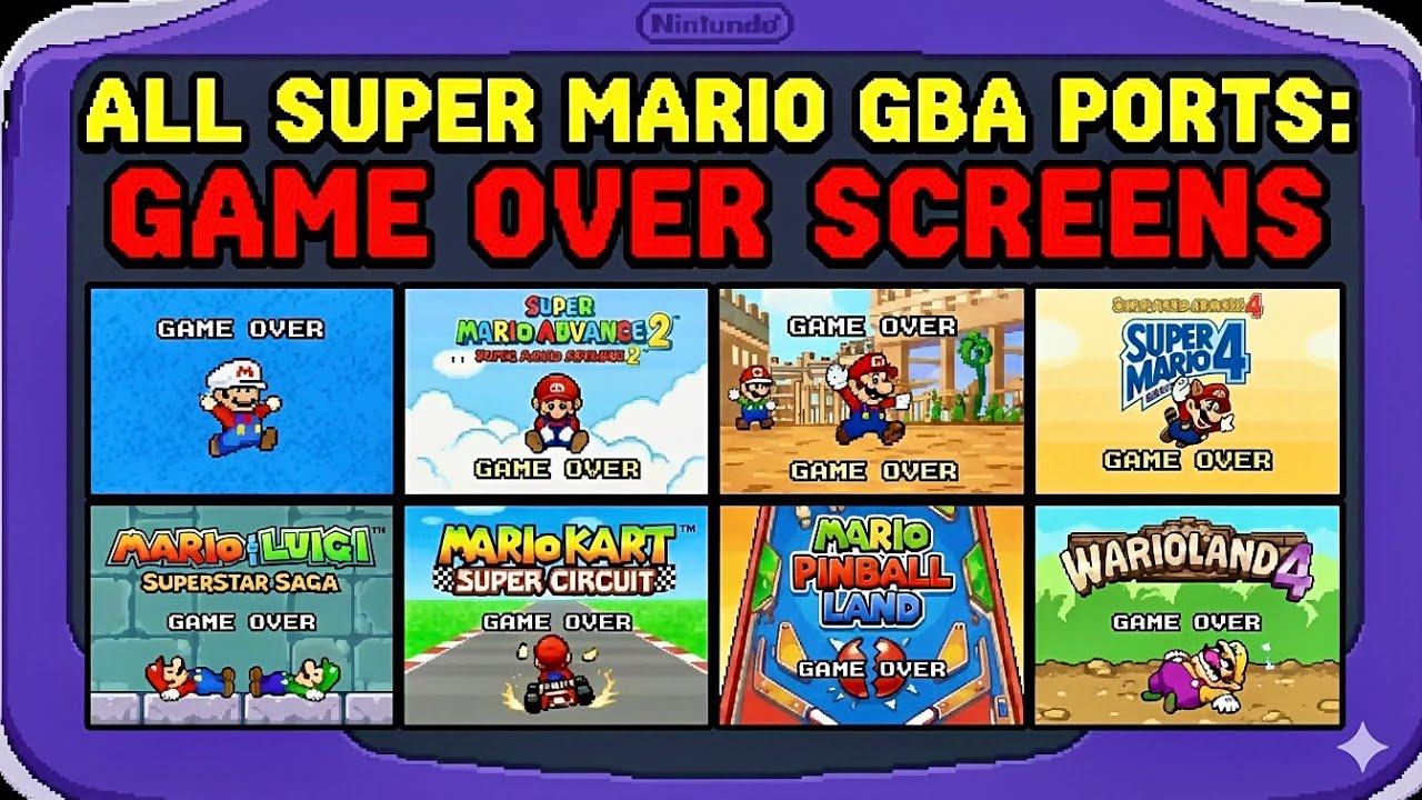 All Mario Game Boy Advance Ports GAME OVER Screens - YouTube