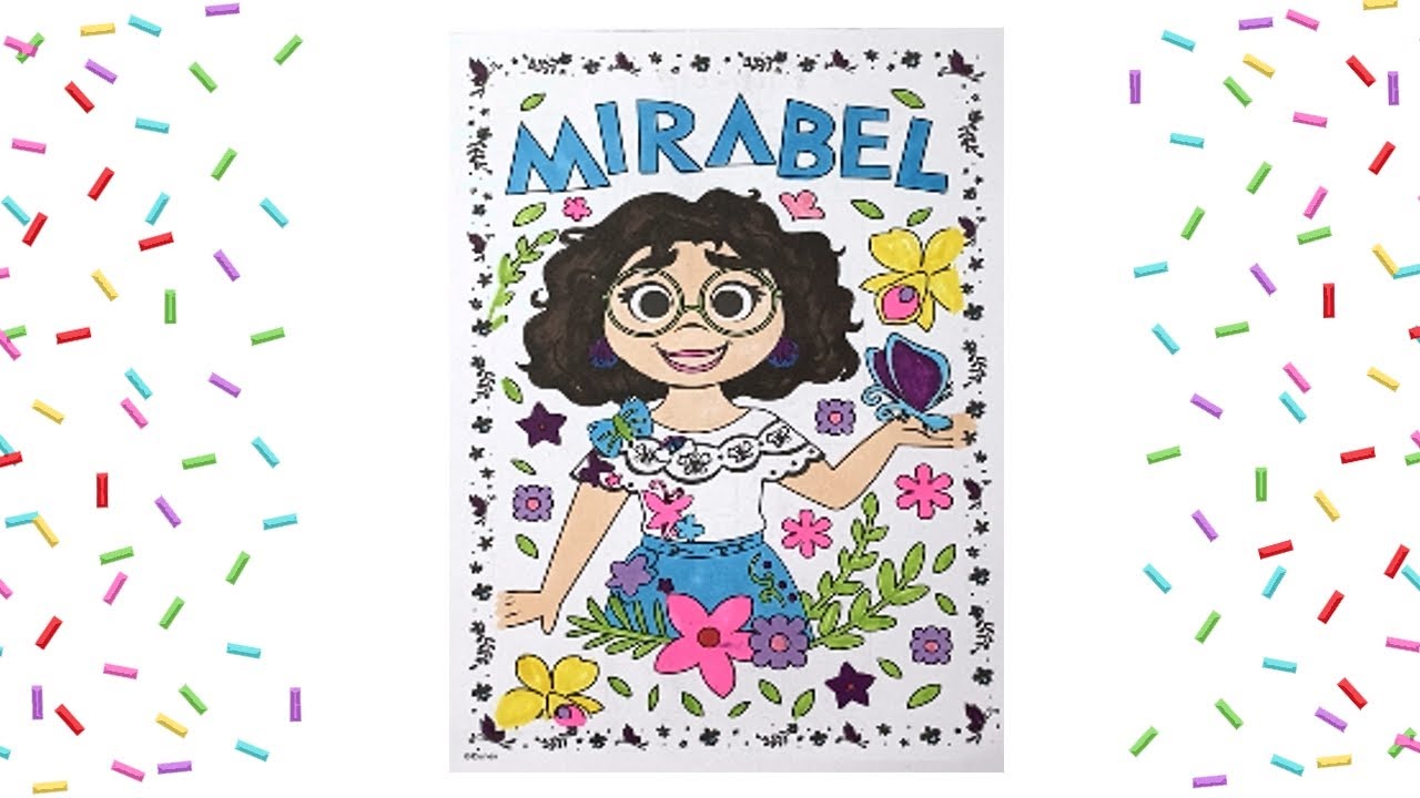 Coloring Encanto Princess Mirabel with a Butterfly Color Page with ...