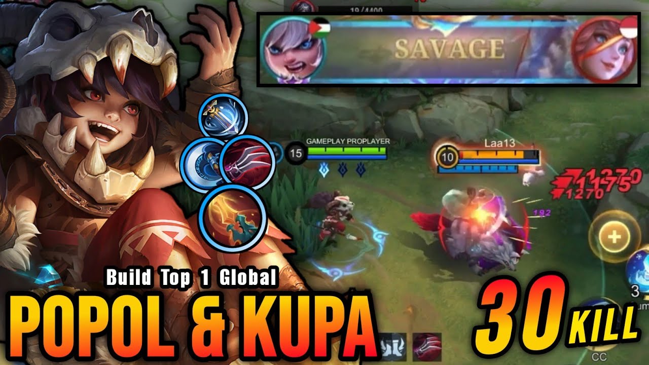 SAVAGE & 3x MANIAC!! 30 Kills Popol & Kupa MVP 18.2 Points! - Build Top 1 Global Popol & Kupa ...