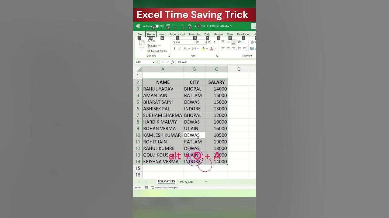 Excel data Formatting Shortcut Trick in Excel | #excel #shorts - YouTube