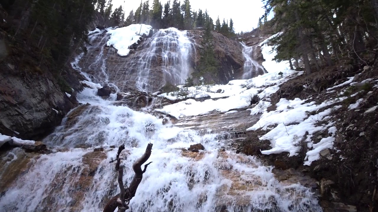 Waterfall below the Grassi Lakes - YouTube