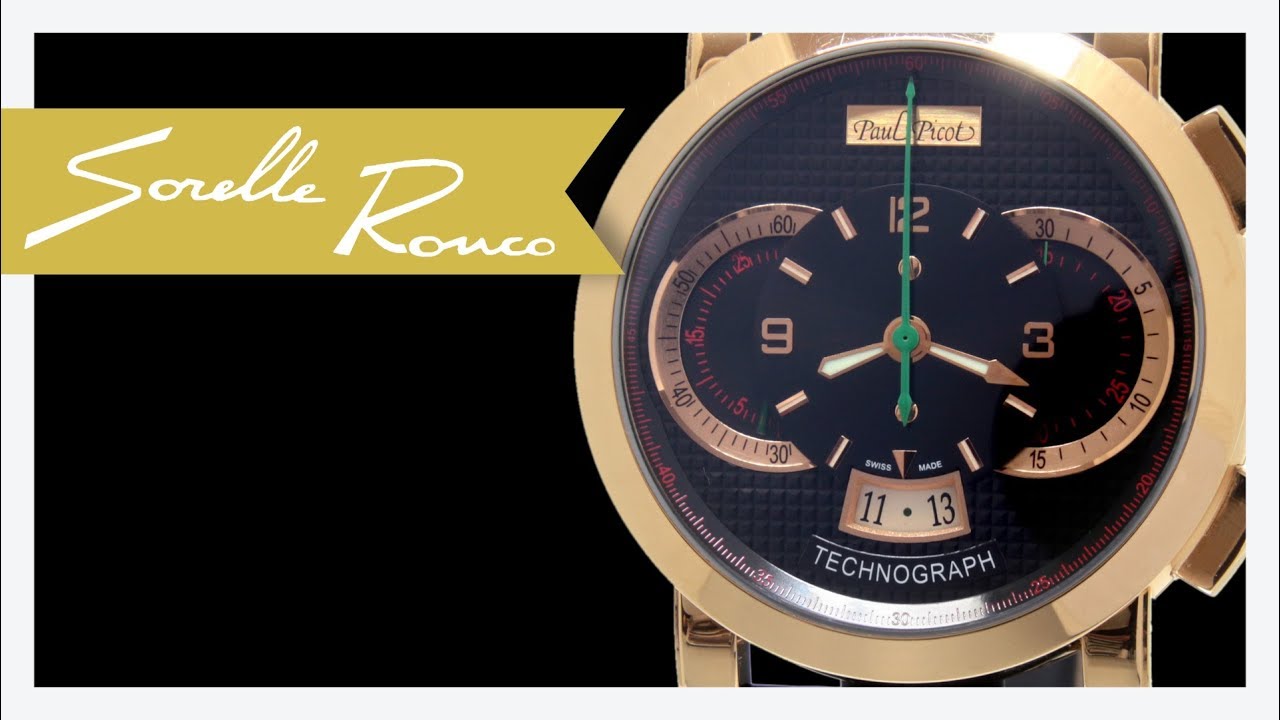 Paul Picot Technograph Rose Gold Automatic Black 44 mm - YouTube