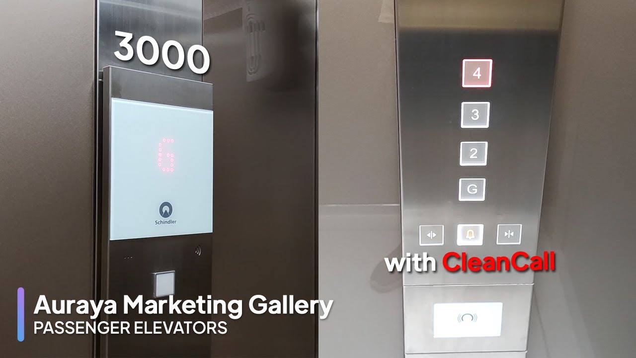 Schindler 3000 Elevators with CleanCall - Auraya Marketing Gallery, Alam Sutera - YouTube