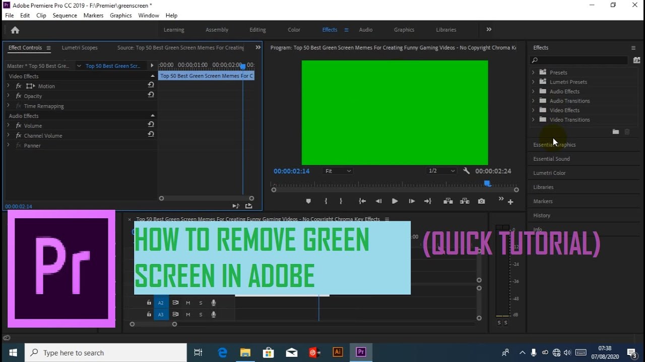 How to remove GREEN SCREEN in Adobe PREMIER - YouTube