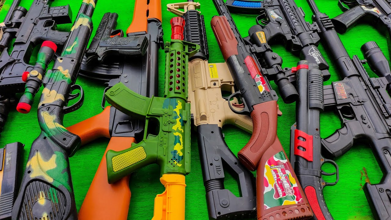 Collecting 7 Gund Sniper Barret and Ak47 AWM Sniper Glock Pistol ...