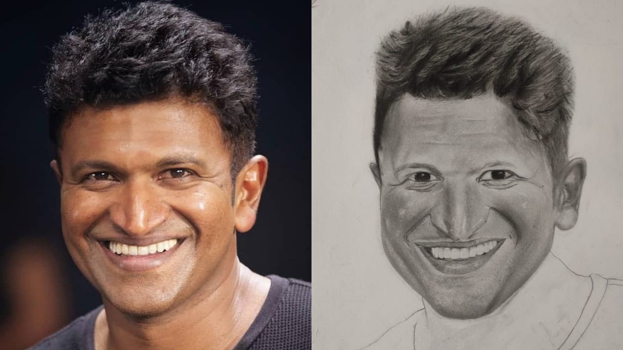 Puneeth Rajkumar pencil sketch tutorial part 2 .....A3 size - YouTube