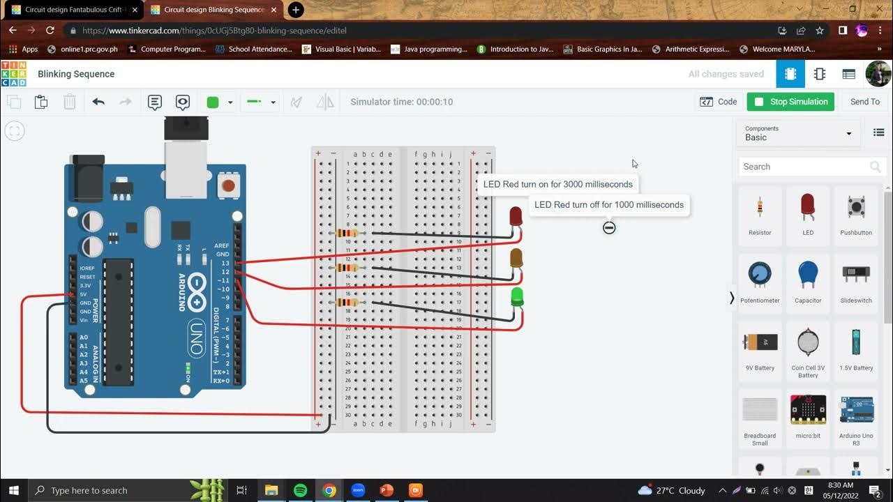 HO1 - LED Blinking Sequence in Arduino - YouTube