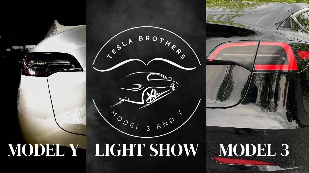 Tesla Brothers - Dance off /Light Show with Model 3 and Y together ...