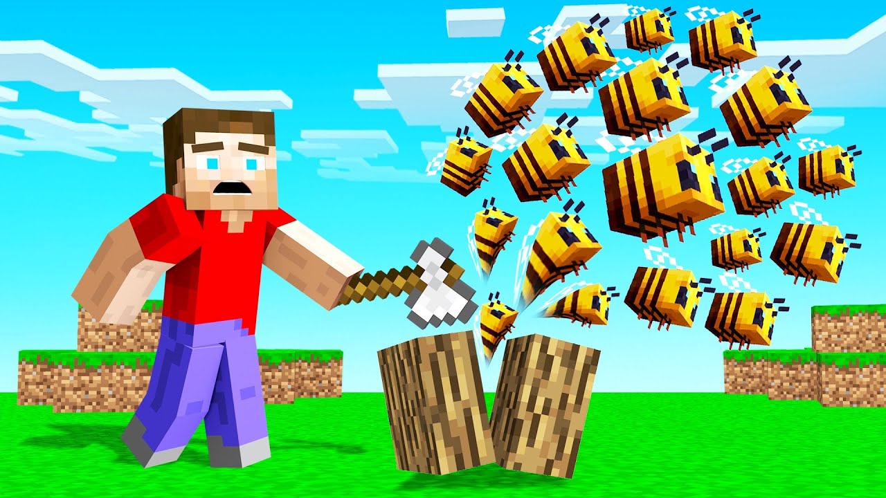 MINECRAFT But Every BLOCK You BREAK Spawns BEES! - YouTube