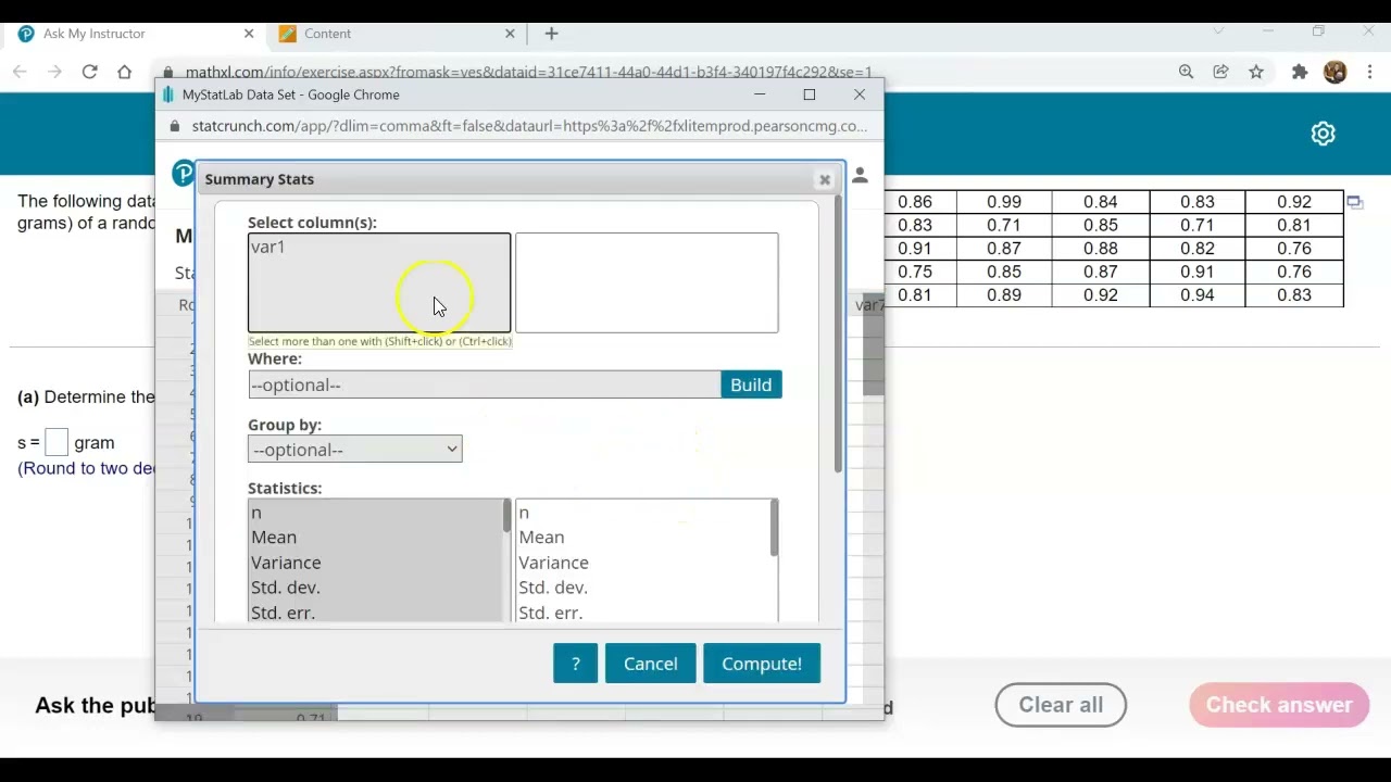 Using Statcrunch To Find Sample Standard Deviation From HW 3 2 YouTube Using Statcrunch To Find Sample Standard Deviation From HW 3 2 YouTube