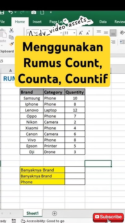 Membedakan Rumus count, counta, countif di excel. || Belajar Excel - YouTube