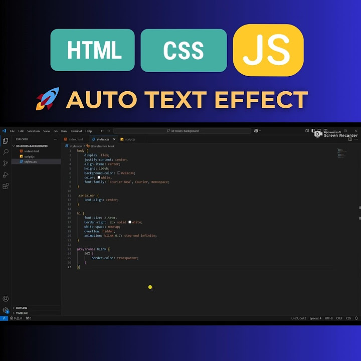Creating Auto Text Effect Using Html Css And Javascript Coding Ai