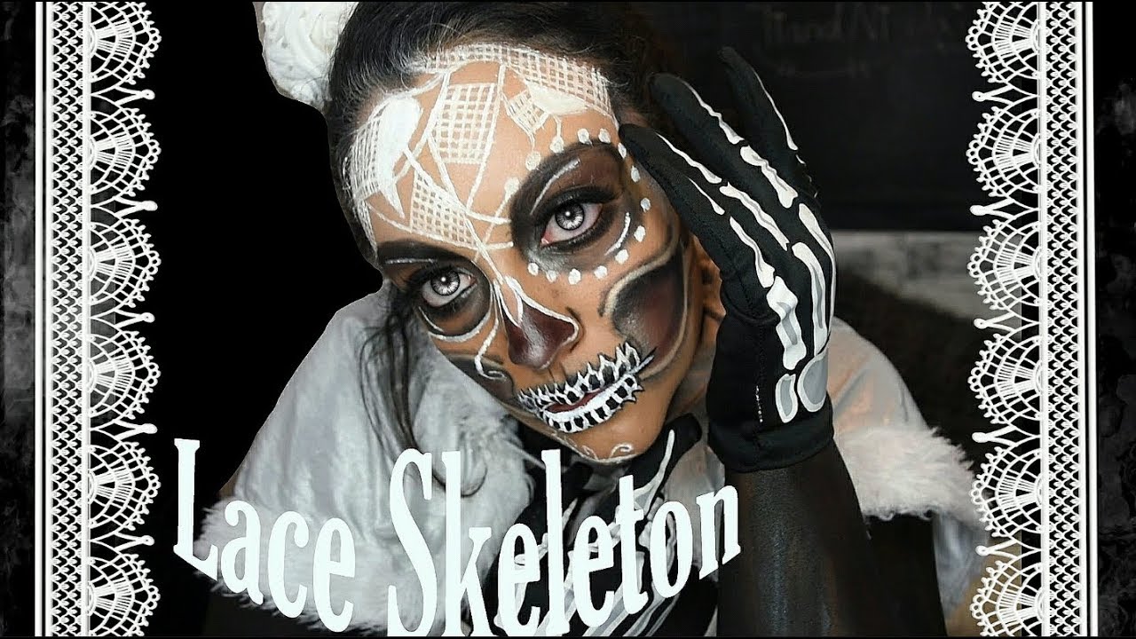 Lace Skeleton FX MakeUp Look!!!!! - YouTube