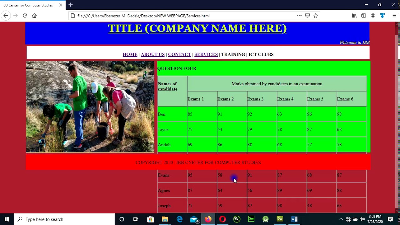 LESSON 5 Inserting a table in your webpage and download link - YouTube