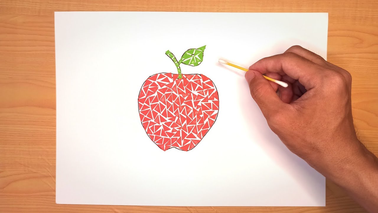 Cara membuat Mozaik Buah Apel dari Kertas Origami yang mudah - Gambar ...