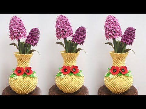 3D Origami Flower Vase V17 Tutorial | DIY Paper Vase Home Decor