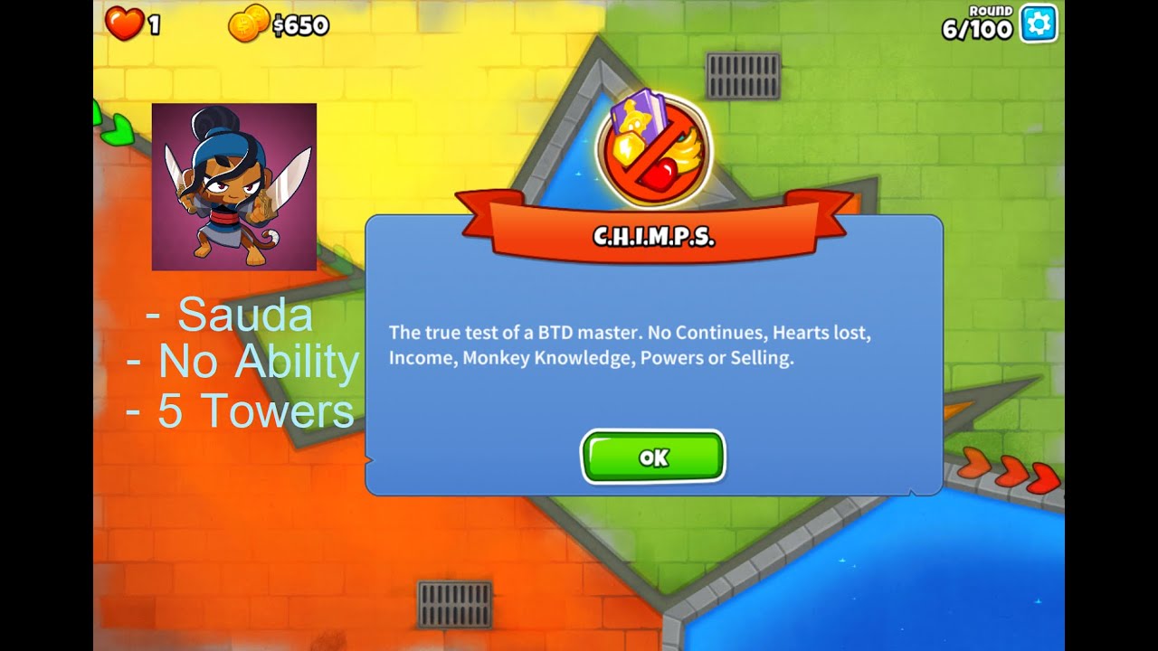Bloons TD 6 (BTD6) CHIMPS on Cubism (Minimal Effort Mode) - YouTube