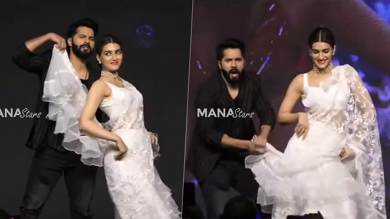 Varun Dhawan and Kriti Sanon Superb Dance On Stage | Thodelu Press Meet ...