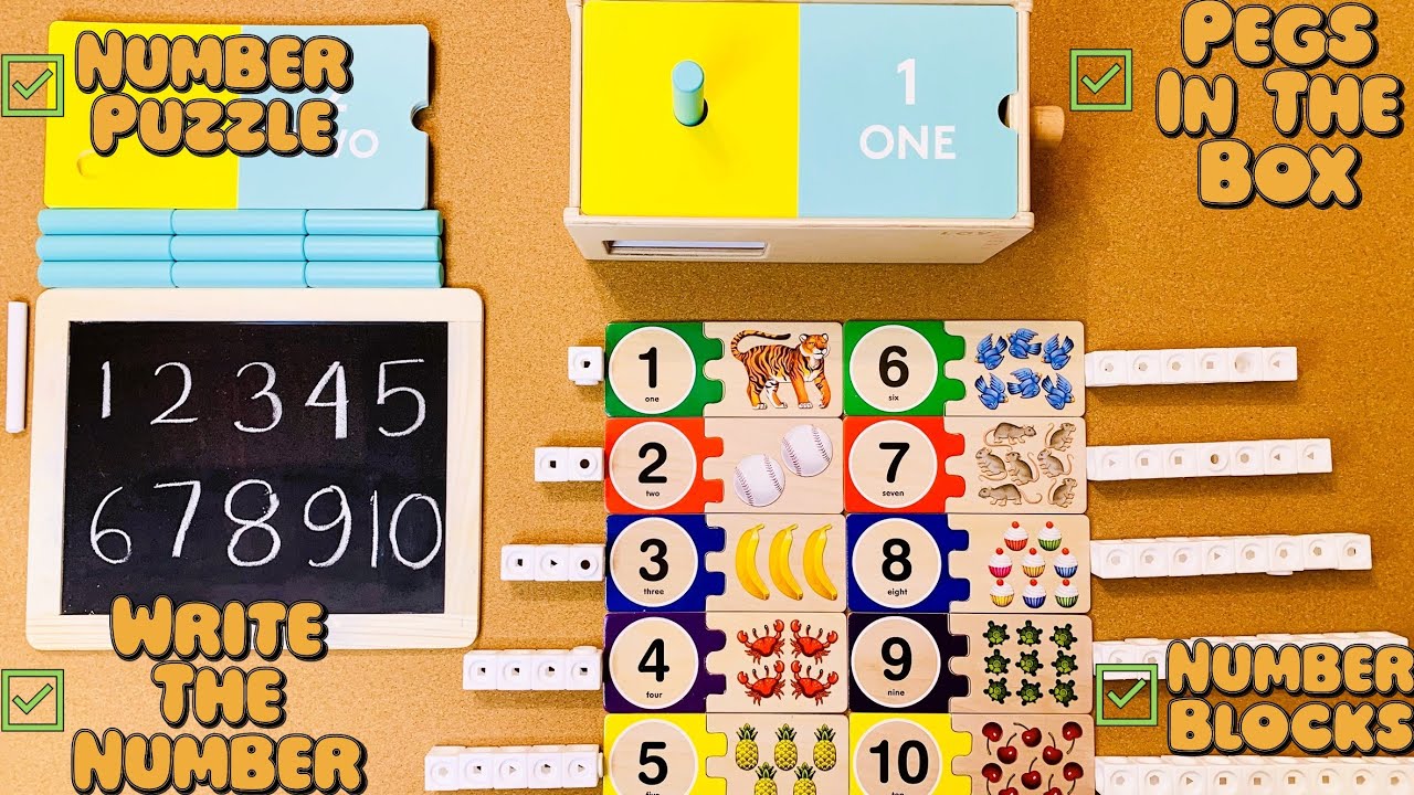 Toddlers learning to count & write 1 to 10 with number blocks - YouTube
