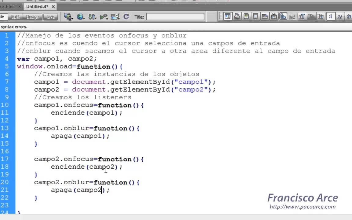 [Curso] Eventos onfocus onblur [JS] - YouTube