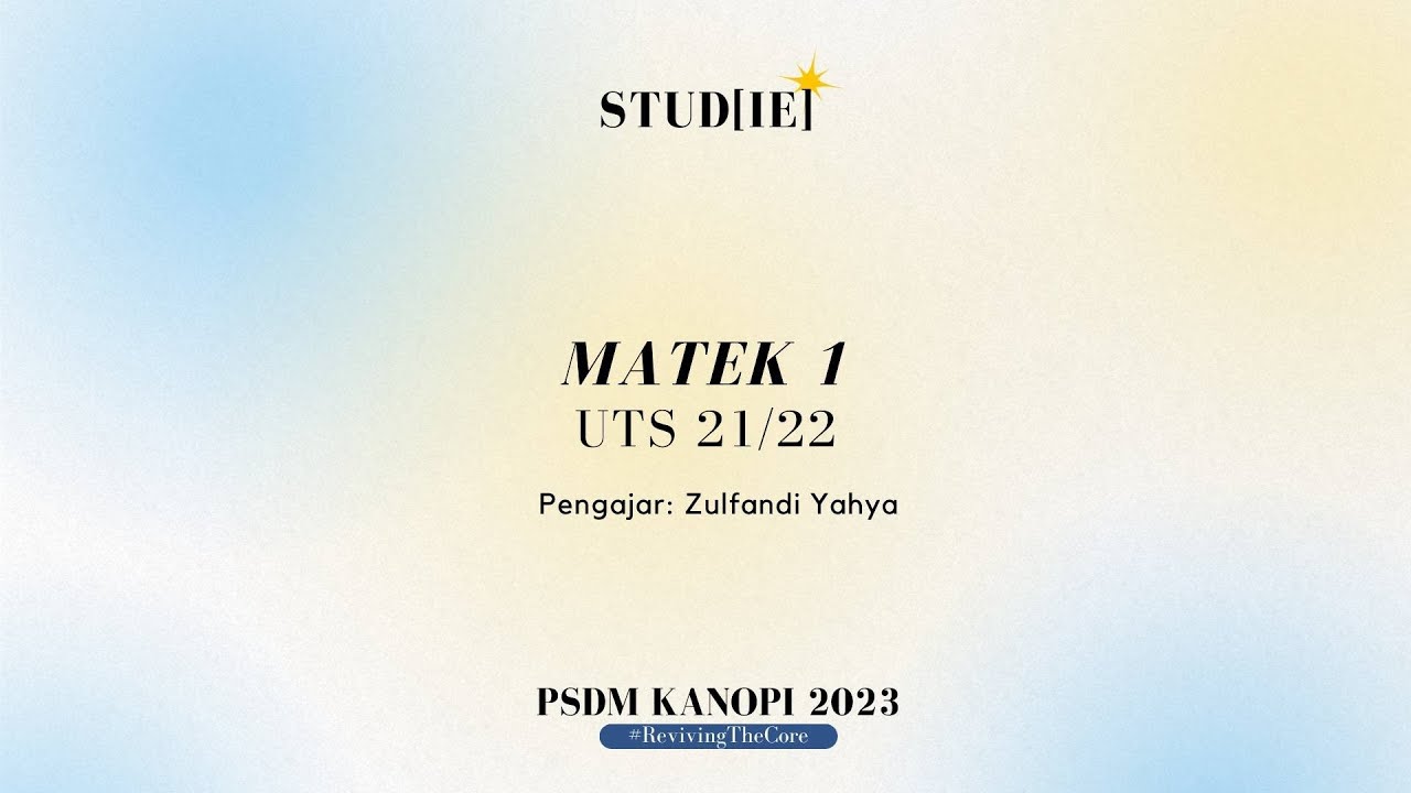 STUD[IE] UTS MATEK 1 21/22 - YouTube