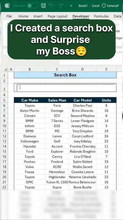 Creating an Excel Search Box (Filter Your Data Instantly) #excel # ...