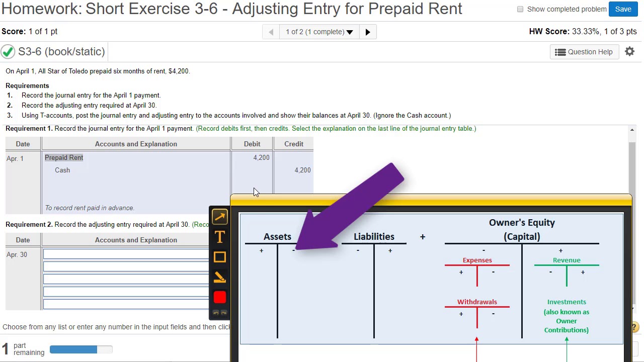 SE 3-6 Adjusting Entry for Prepaid Rent - YouTube