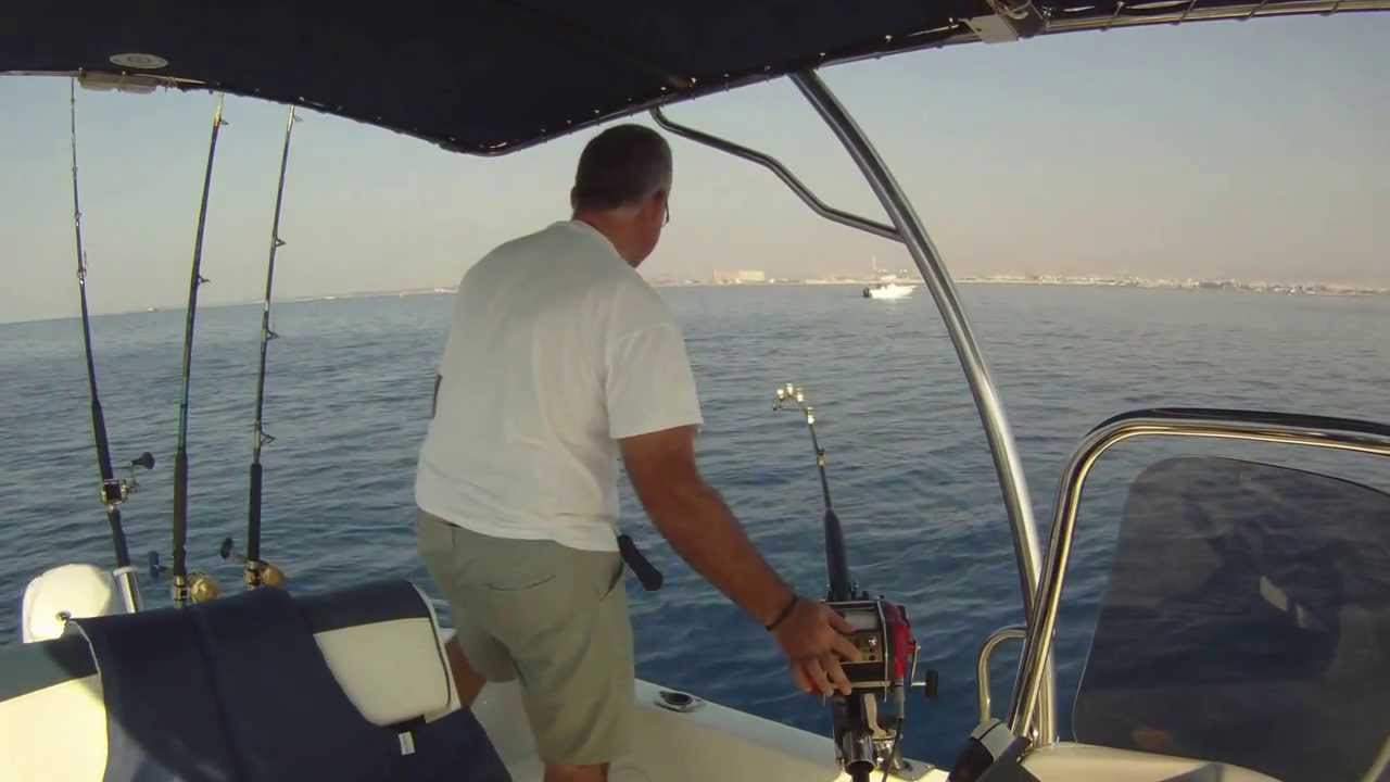 miya 7 electric reel. trolling cyprus mineri fishing - YouTube