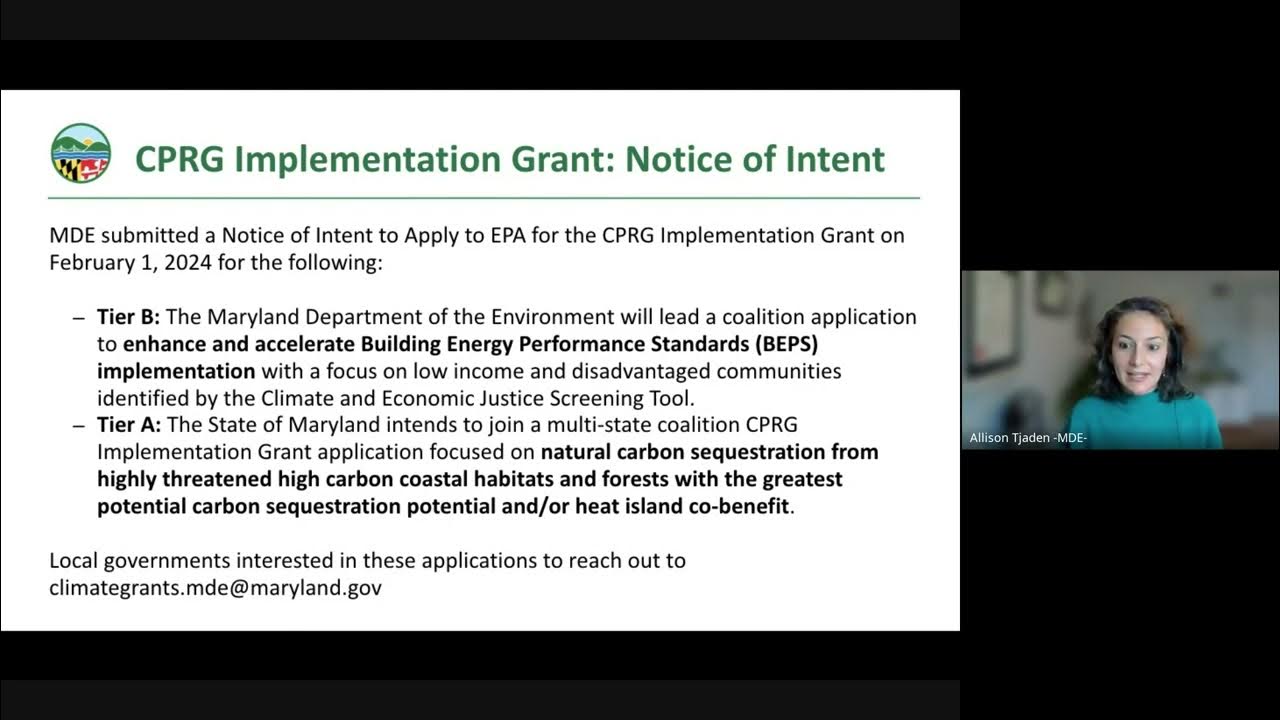 MDE Climate Pollution Reduction Grant (CPRG) Webinar (2024) - YouTube