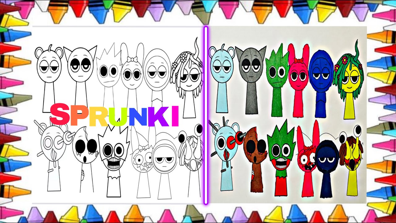NEW COLORING PAGES SPRUNKI vs SPRUNKI HORROR🤩🤩 #drawing #sprunki # ...