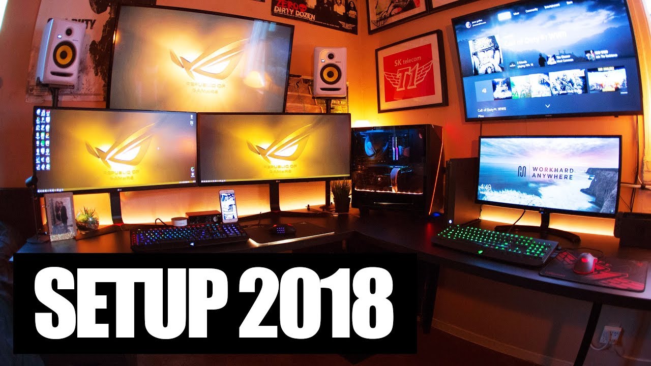 SETUP 2018 : 2 PC, 3 ECRANS, ET 2 TV !!! - YouTube
