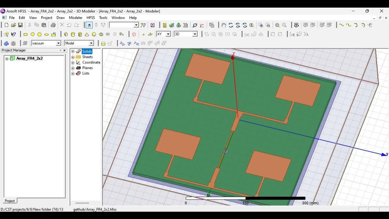 2x2 array antenna with 15.5 dbi gain in hfss - YouTube