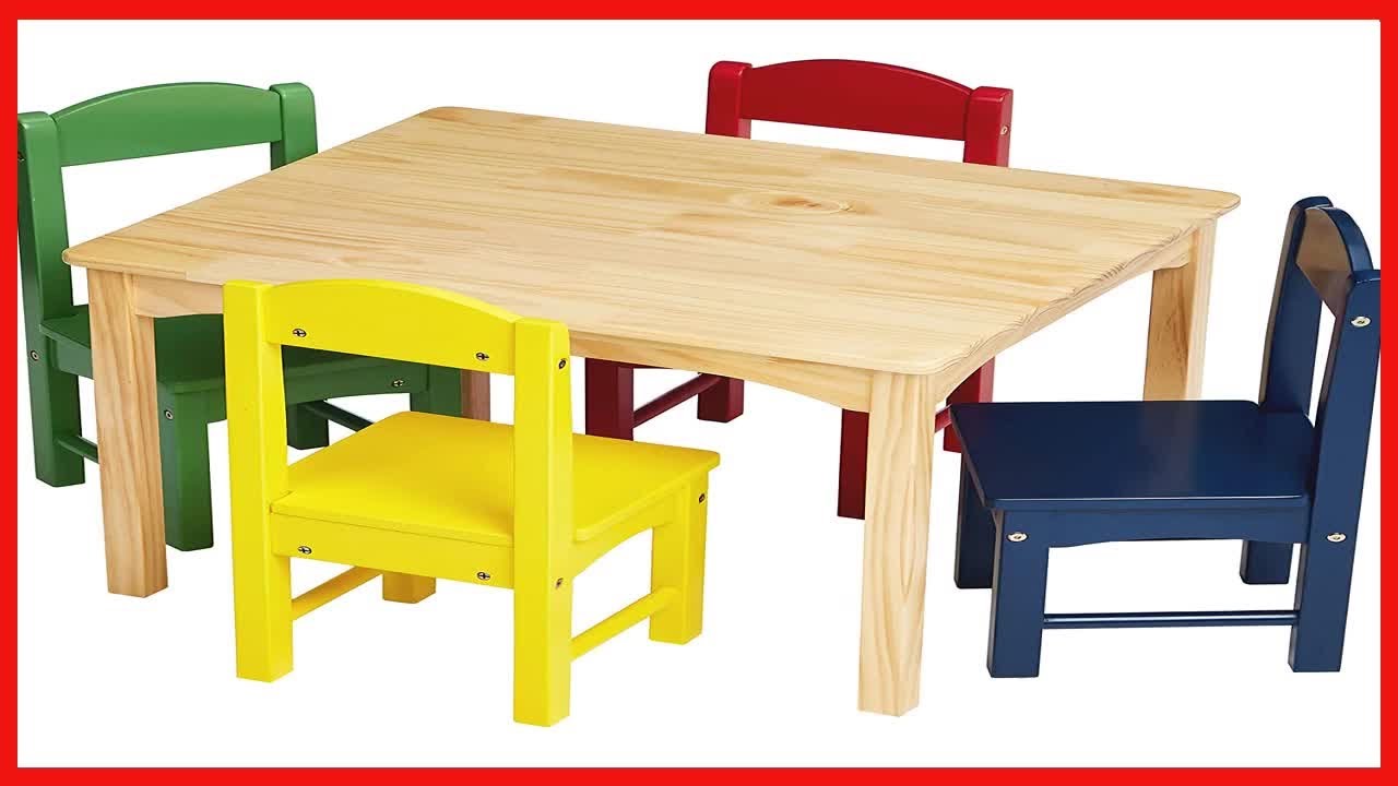 Bon produit - Amazon Basics Ensemble table et 4 chaises en bois pour ...