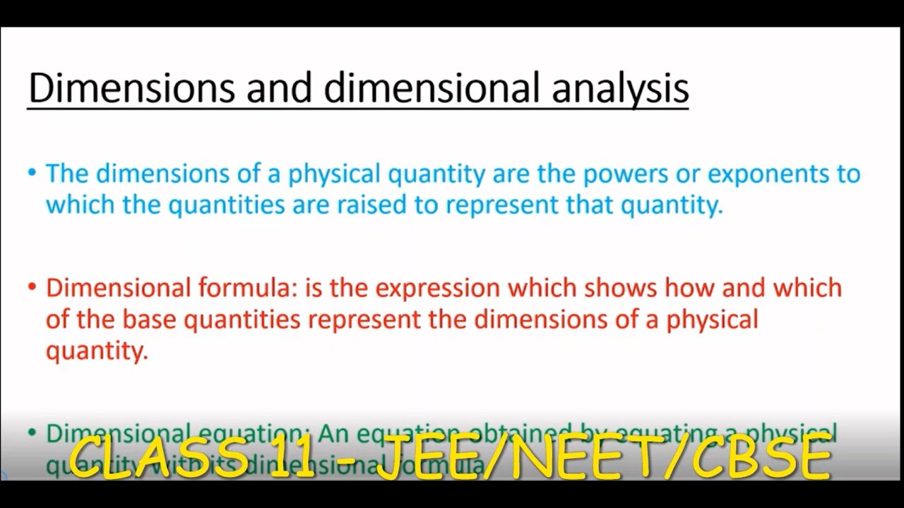 WHAT ARE THE USES OF DIMENSIONAL ANALYSIS ? | CH 2 | CLASS 11 | PHYSICS ...