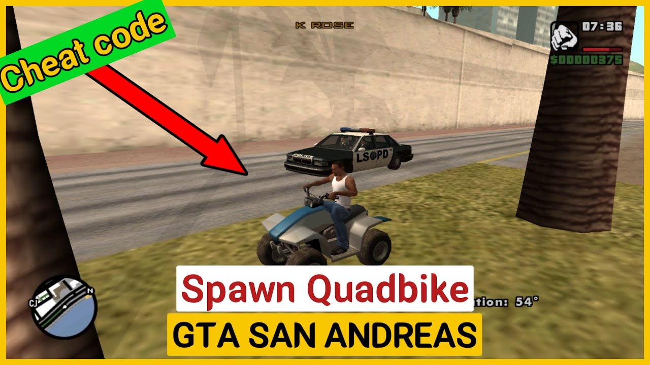 Spawn Quadbike GTA San Andreas Cheat For PC, PS, Xbox - YouTube