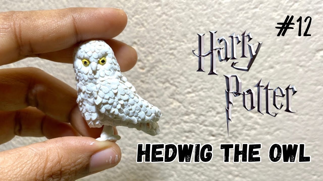 Harry Potter hedwig owl with polymer clay. Harry Potter miniature - YouTube