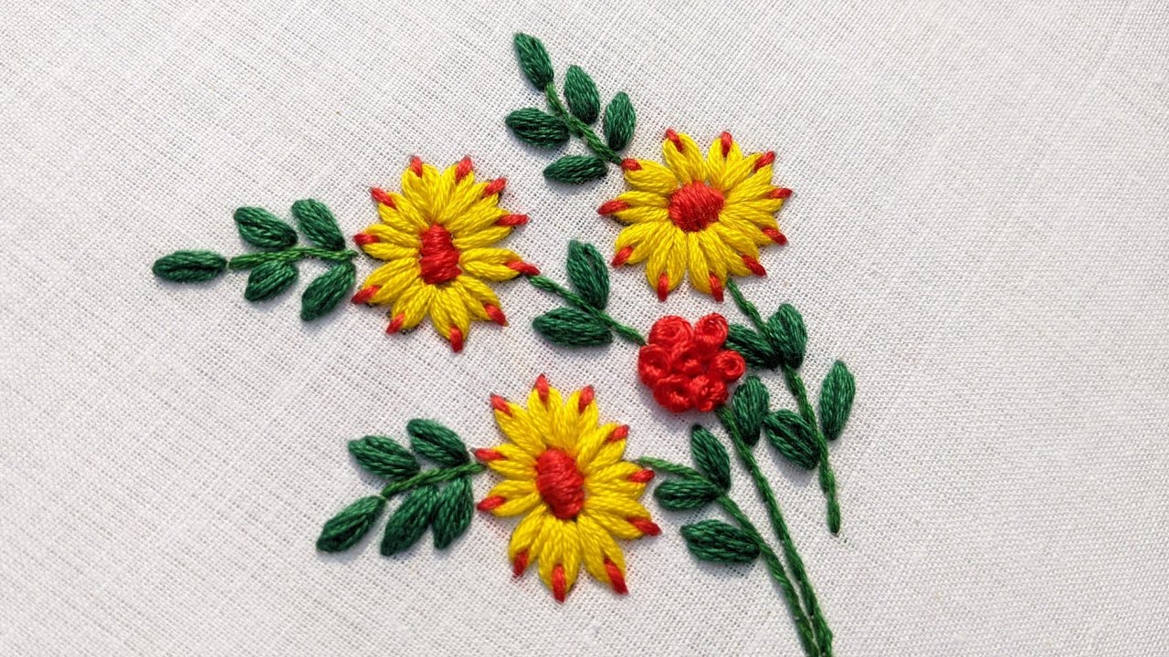 VERY EASY FLOWER HAND EMBROIDERY FOR BEGINNERS - YouTube