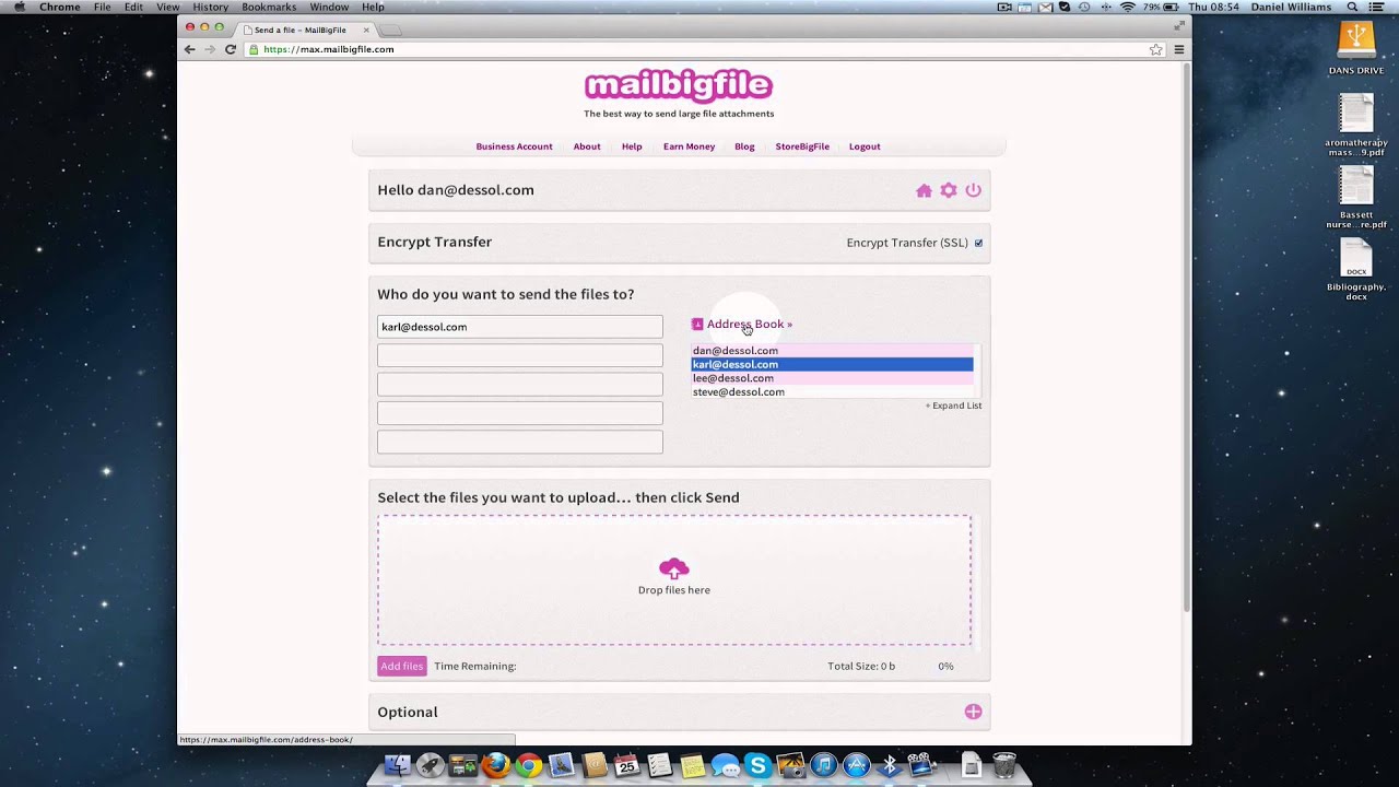 How to send large files with a MailBigFile Pro account - YouTube