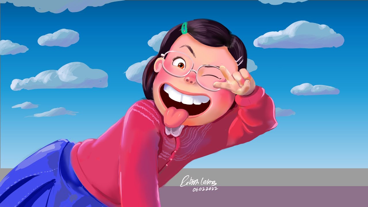 Digital Painting of MEI LEE from movie "Turning Red" - YouTube