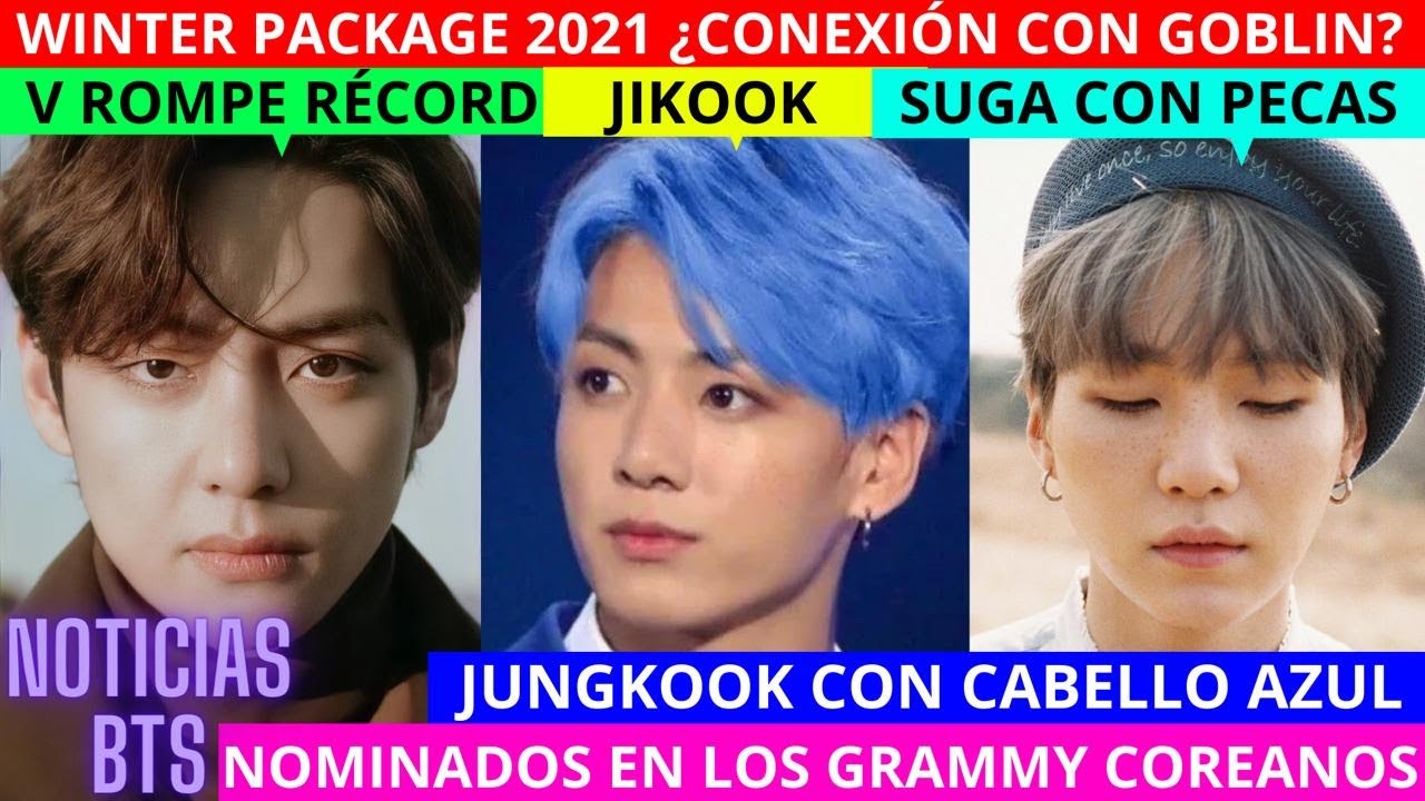 JUNGKOOK CABELLO AZUL / V ROMPE RÉCORD / SUGA con PECAS /WINTER PACKAGE ...