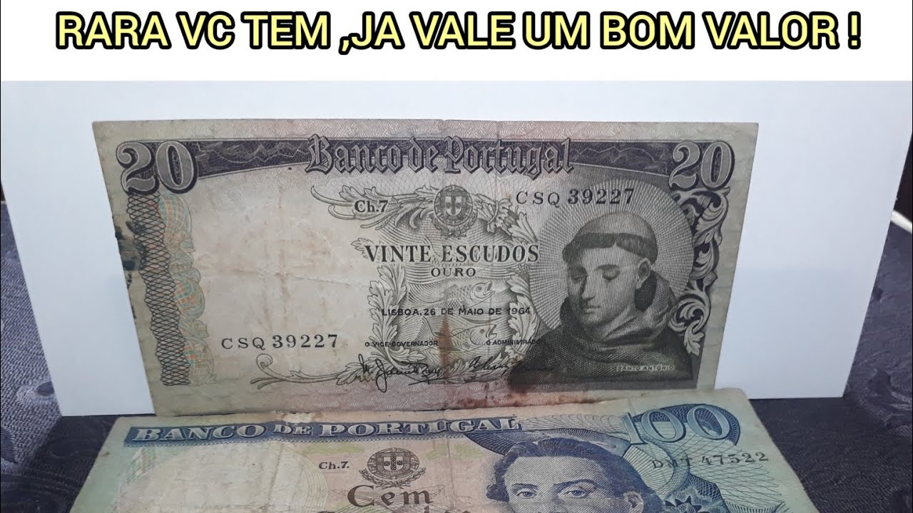 nota de VINTE E CEM ESCUDOS OURO,QUANTO VALE - YouTube