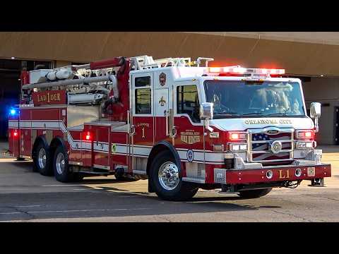 [OKLAHOMA CITY] - Fire Trucks Responding! Fire Station 1 | Ladder 1, Engine 1 & Battalion Chief 🚨