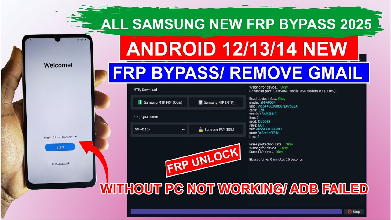 All Samsung A15/A21/A12/A10/A06/A05e/A05/A20s Frp Bypass New Tool 2025 ...