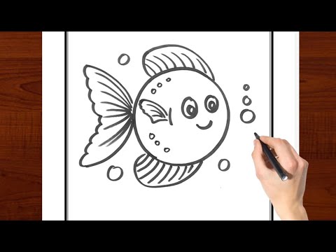 Fish drawing for kids easy and simple | How to draw fish | Fish drawing ...