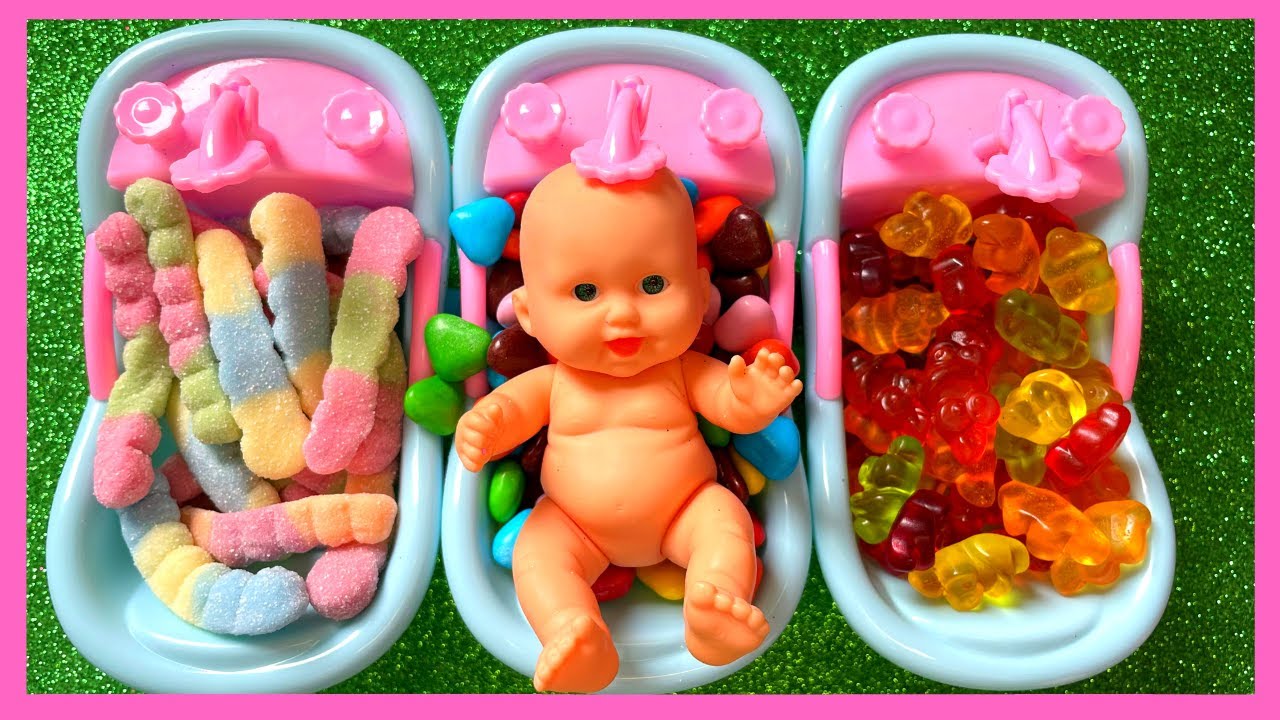 Satisfying ASMR So Relaxing Skittles Candy Mixing in Color Bathtubes ...
