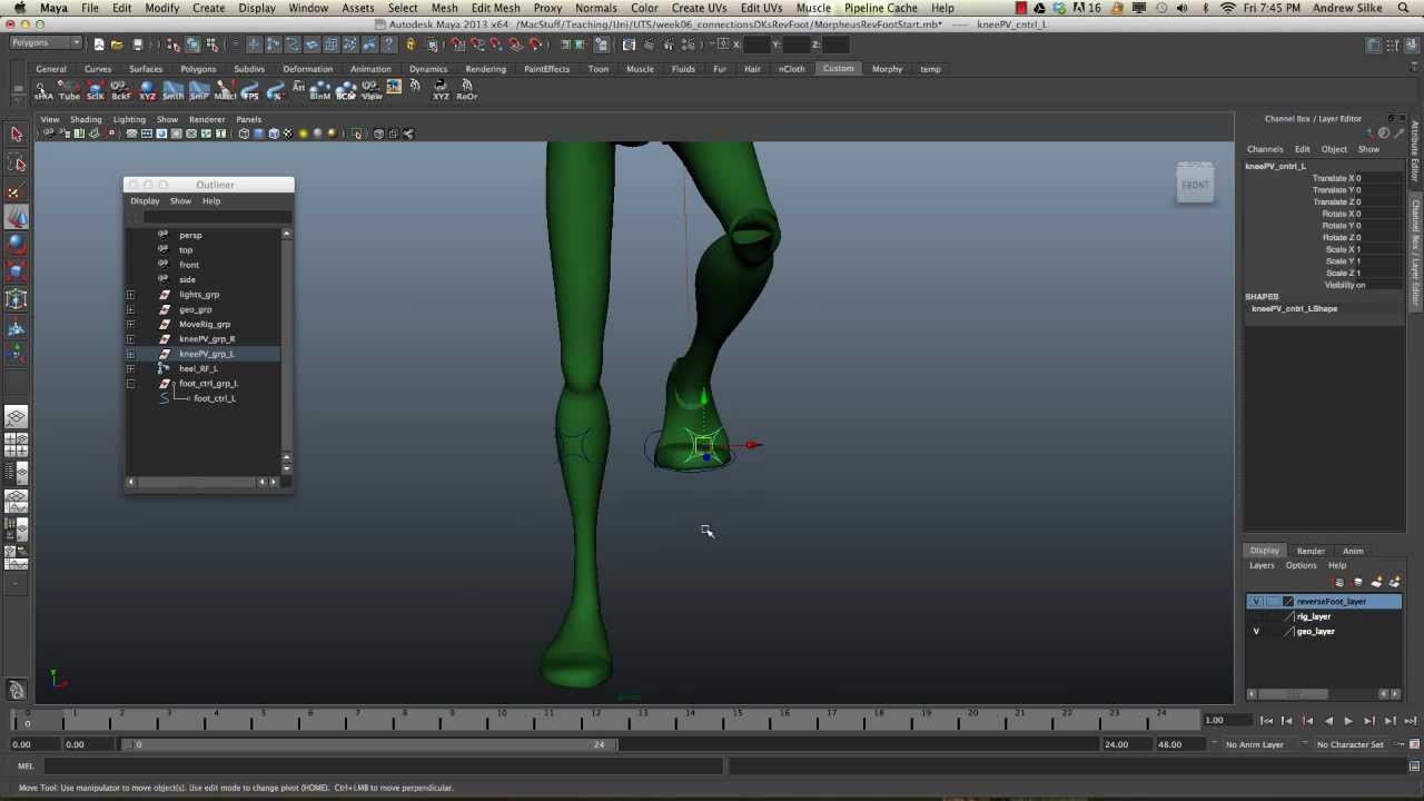Reverse Foot in Maya - Part 7 (of 11) - Adding Pole Vectors - YouTube