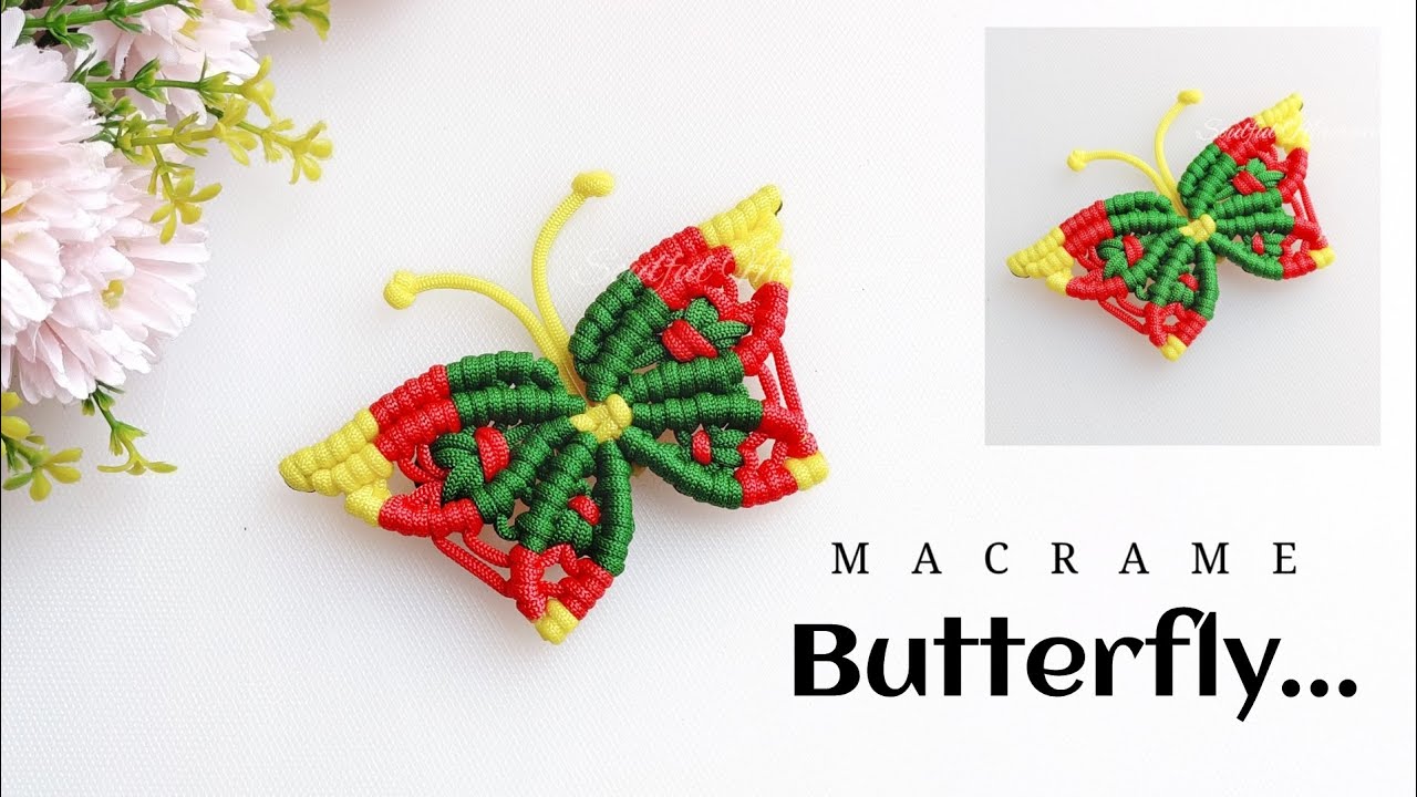 Macramé Butterfly Keychain | Macramé Animals | DIY Macramé Butterfly ...