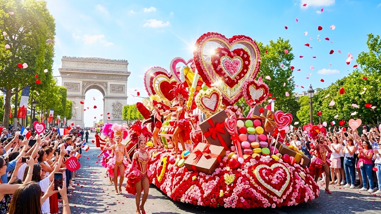 VALENTINE’s DAY PARADE 2026 in Paris 💖 The World’s Most Romantic Street ...