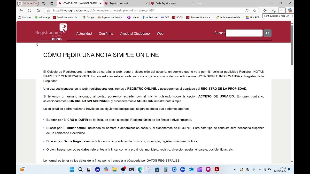 Pedir una Nota Simple On-Line. Mercantil. Prof. Ingeniero Informático Eduardo Rojo Sánchez ...